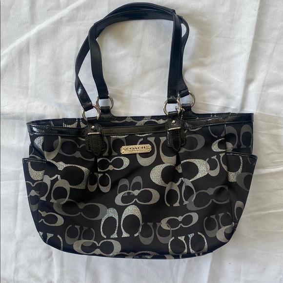 Coach | Bags | Coach Classic C Black And Gray Sparkle Tote | Poshmark